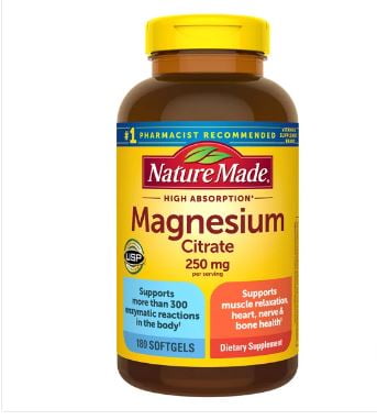 Nature Made Magnesium Citrate 250 mg., 180 Softgels - Walmart.com