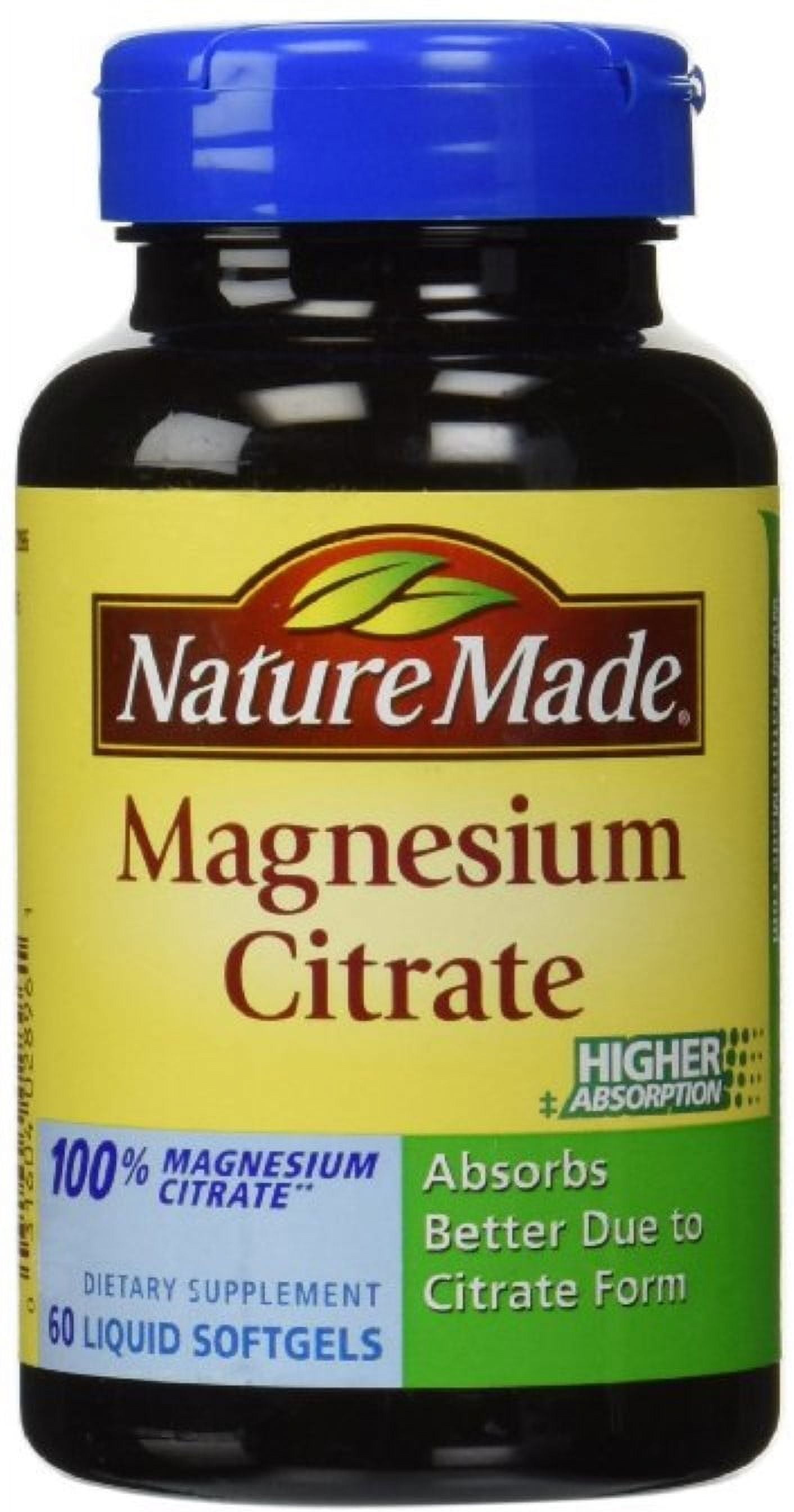 Nature Made Magnesium Citrate Liquid Softgels 60 ea (Pack of 6 ...