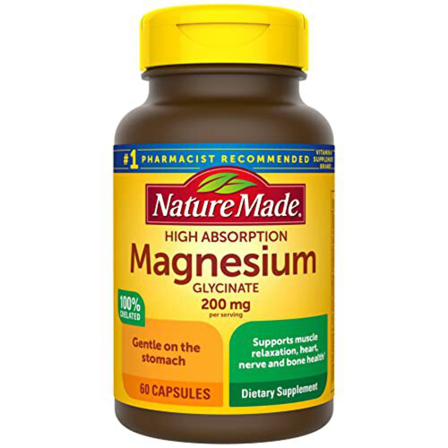Nature Made Magnesium Glycinate 200 mg Per Serving Capsules, Dietary ...