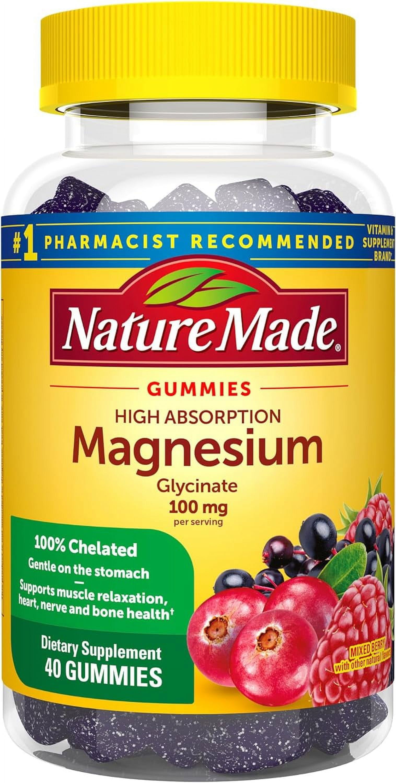 Nature Made Magnesium Glycinate Gummies - Mixed Berry 100 mg 40 Gummies ...
