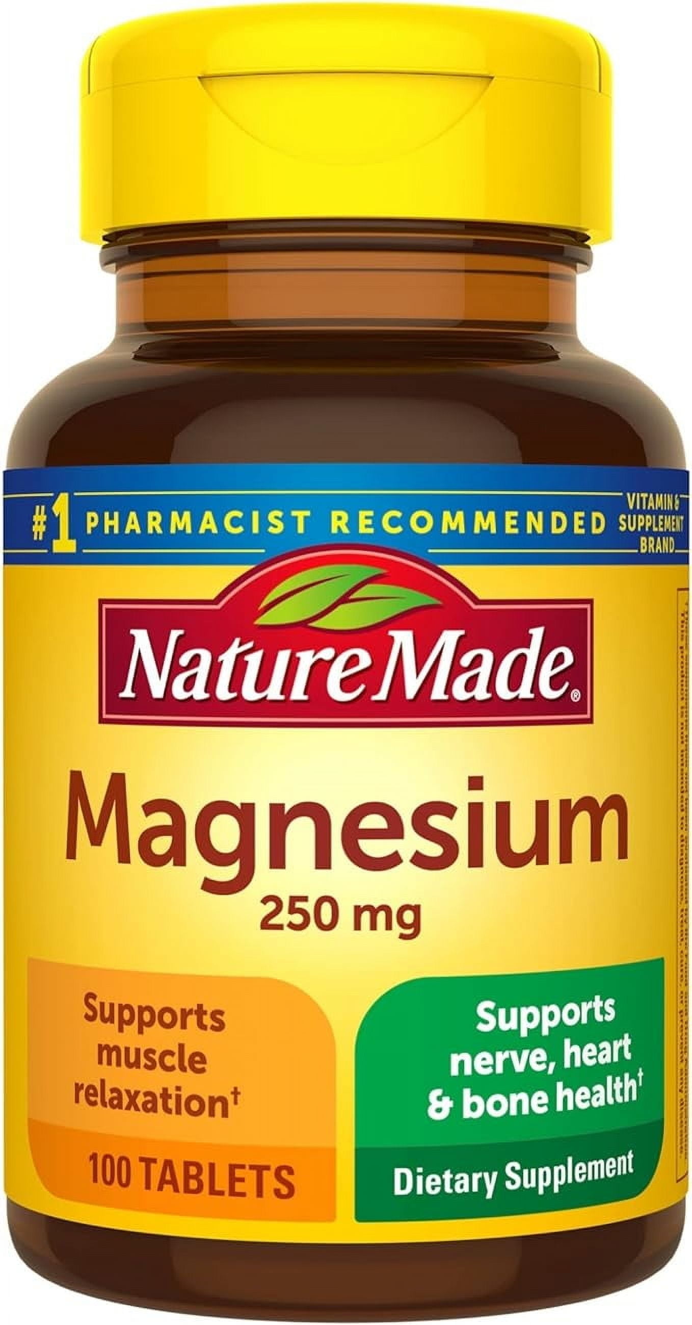 Nature Made Magnesium Oxide 250 mg Dietary Supplement for Muscle Heart ...