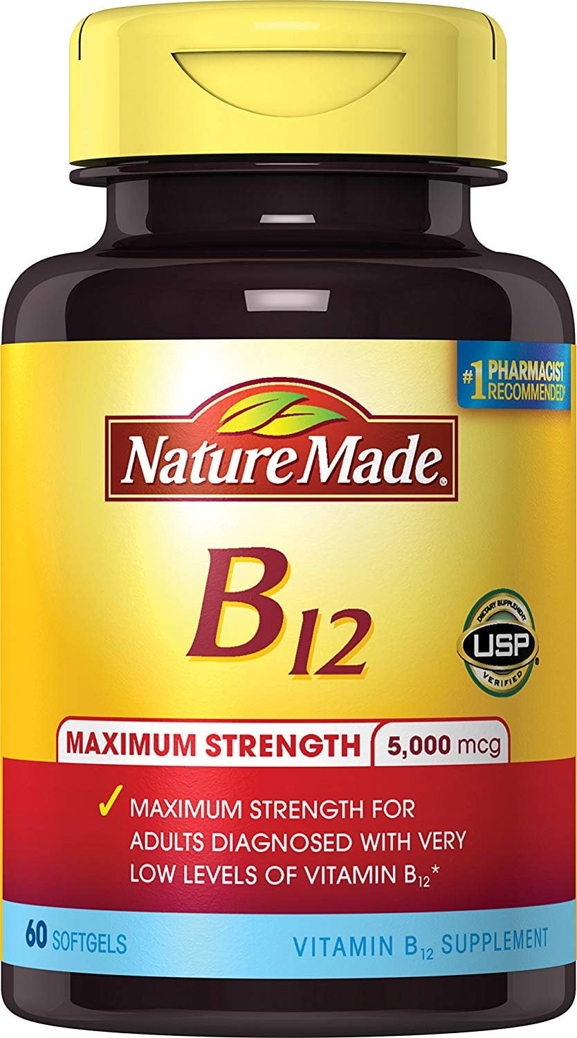 Nature Made Max Strength Vitamin B12 5000 mcg Softgels, 60 Count for ...