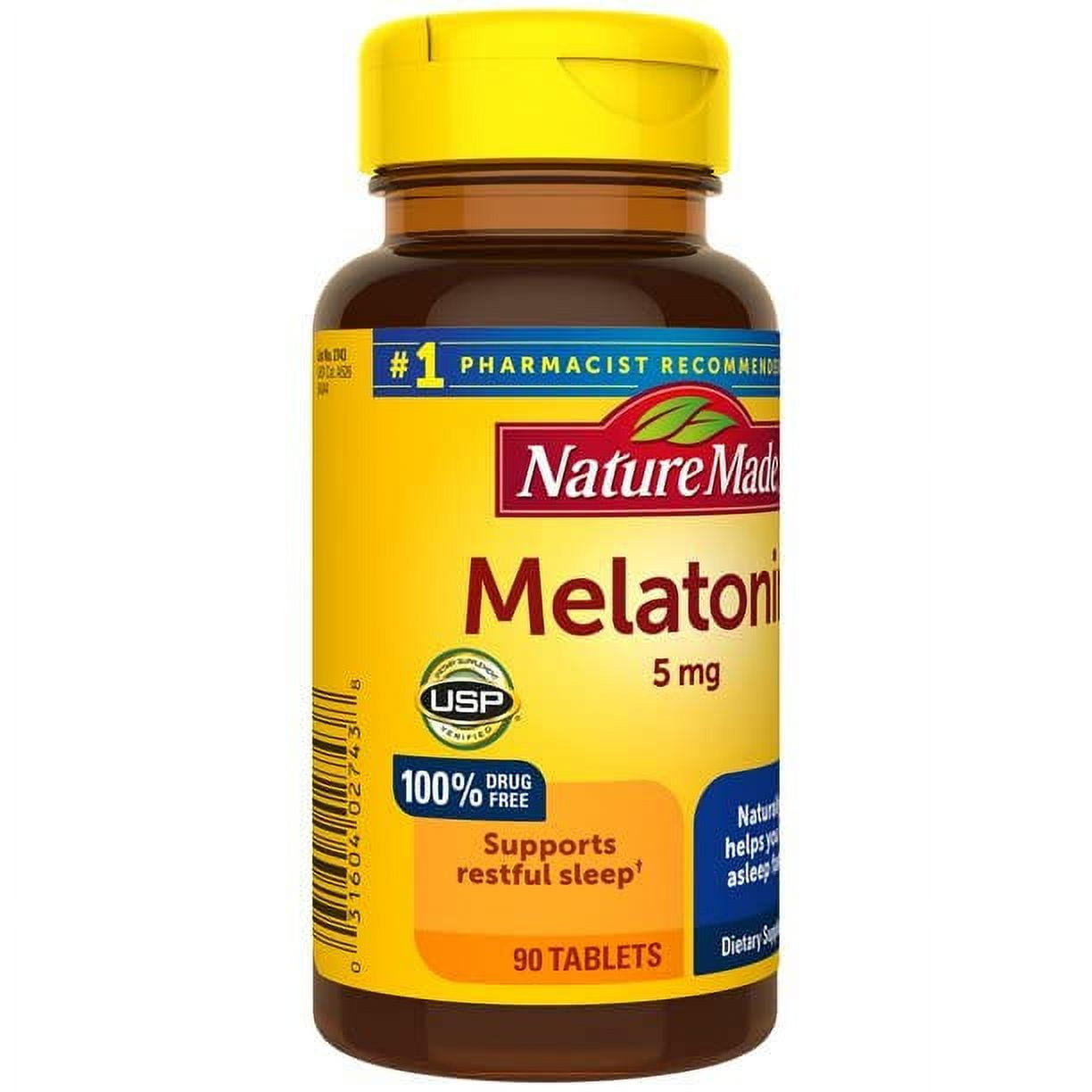 Nature Made Maximum Strength Melatonin 5 mg Tablets 90 Ct (2 Pack ...