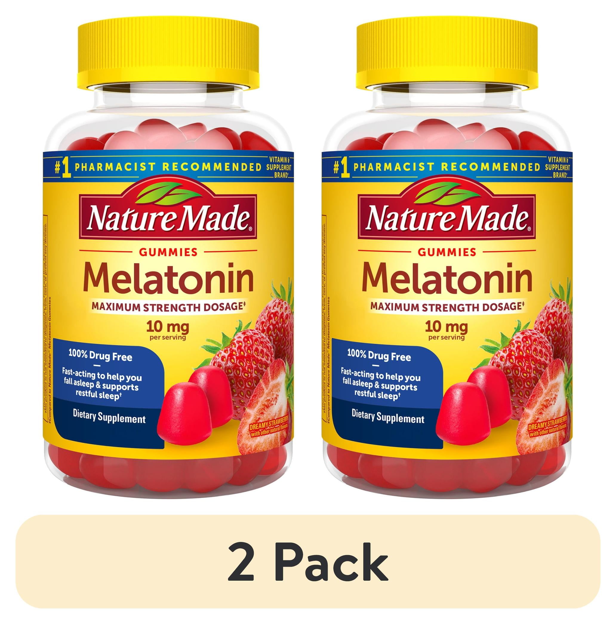 (2 pack) Nature Made Melatonin 10 mg Gummies, 70 Count of Melatonin ...