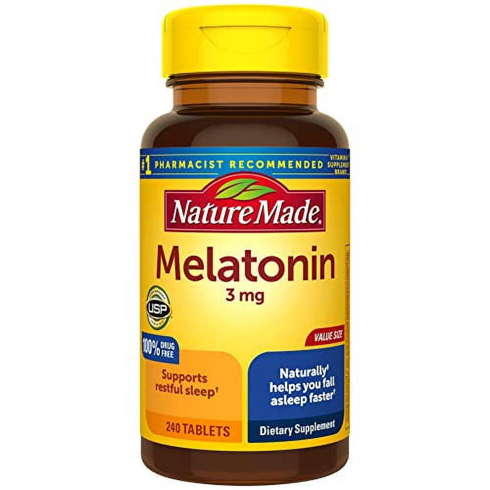 Nature Made Melatonin 3mg Tablets, 100% Drug Free Sleep Aid for Adults ...
