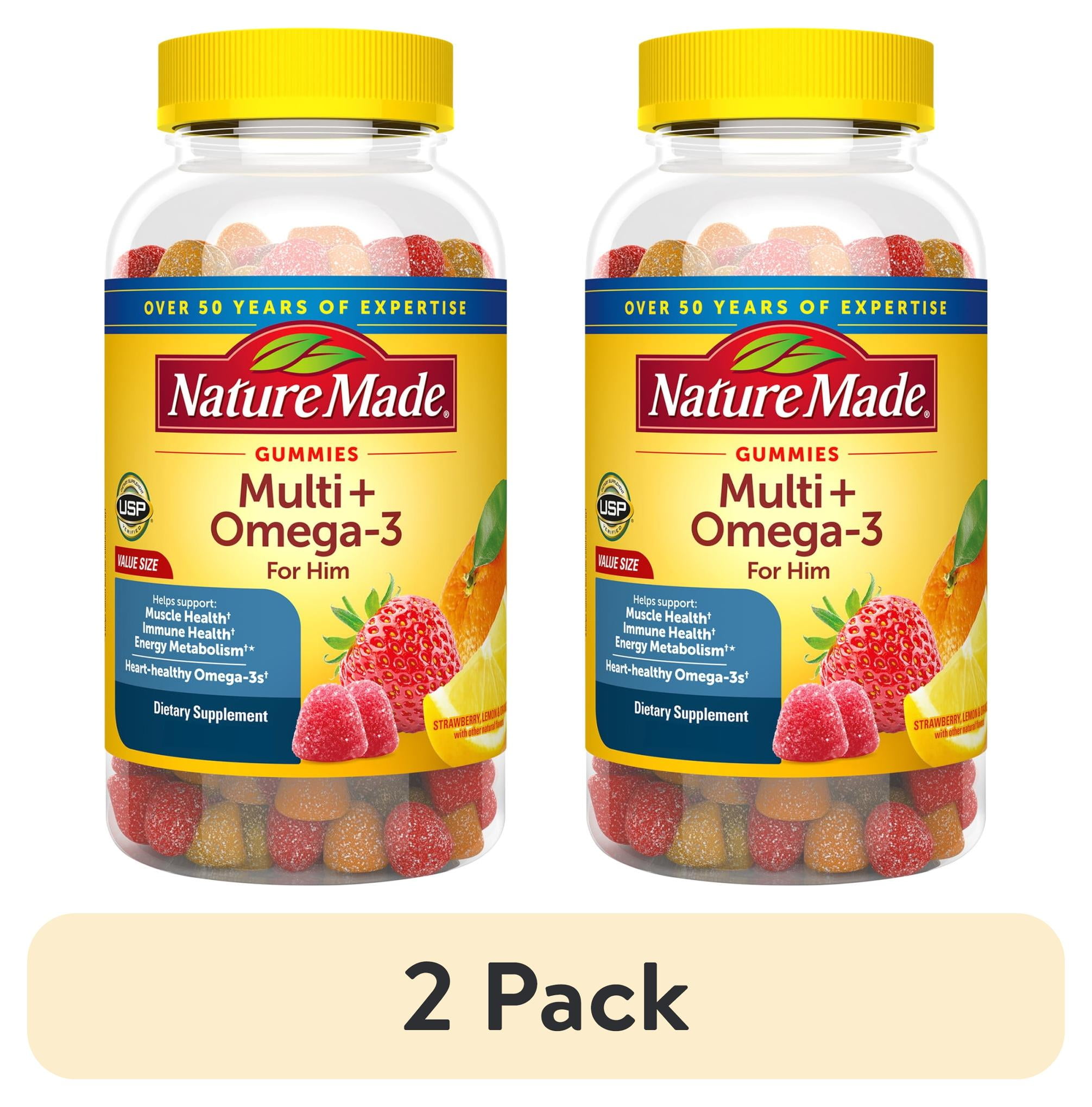 (2 pack) Nature Made Mens Multivitamin + Omega-3 Gummies for Daily ...
