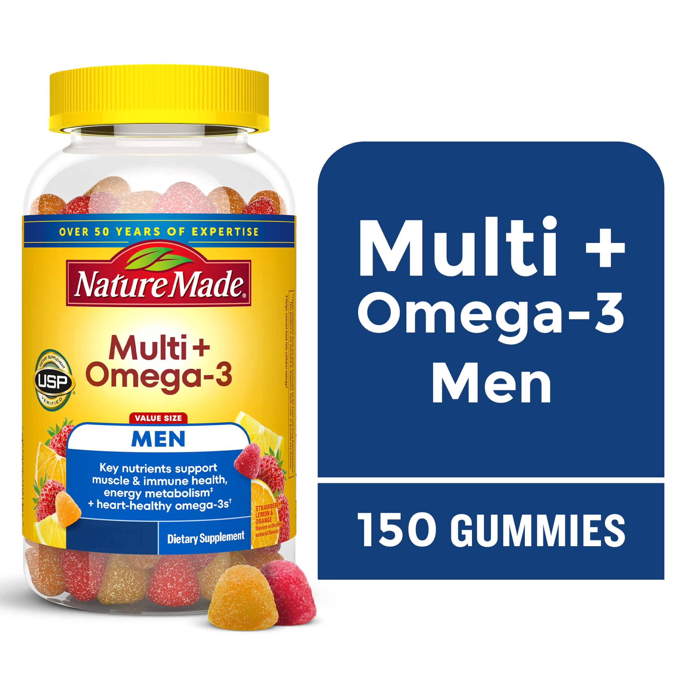 Nature Made Mens Multivitamin + Omega-3 Gummies, 150 ct - Walmart.com