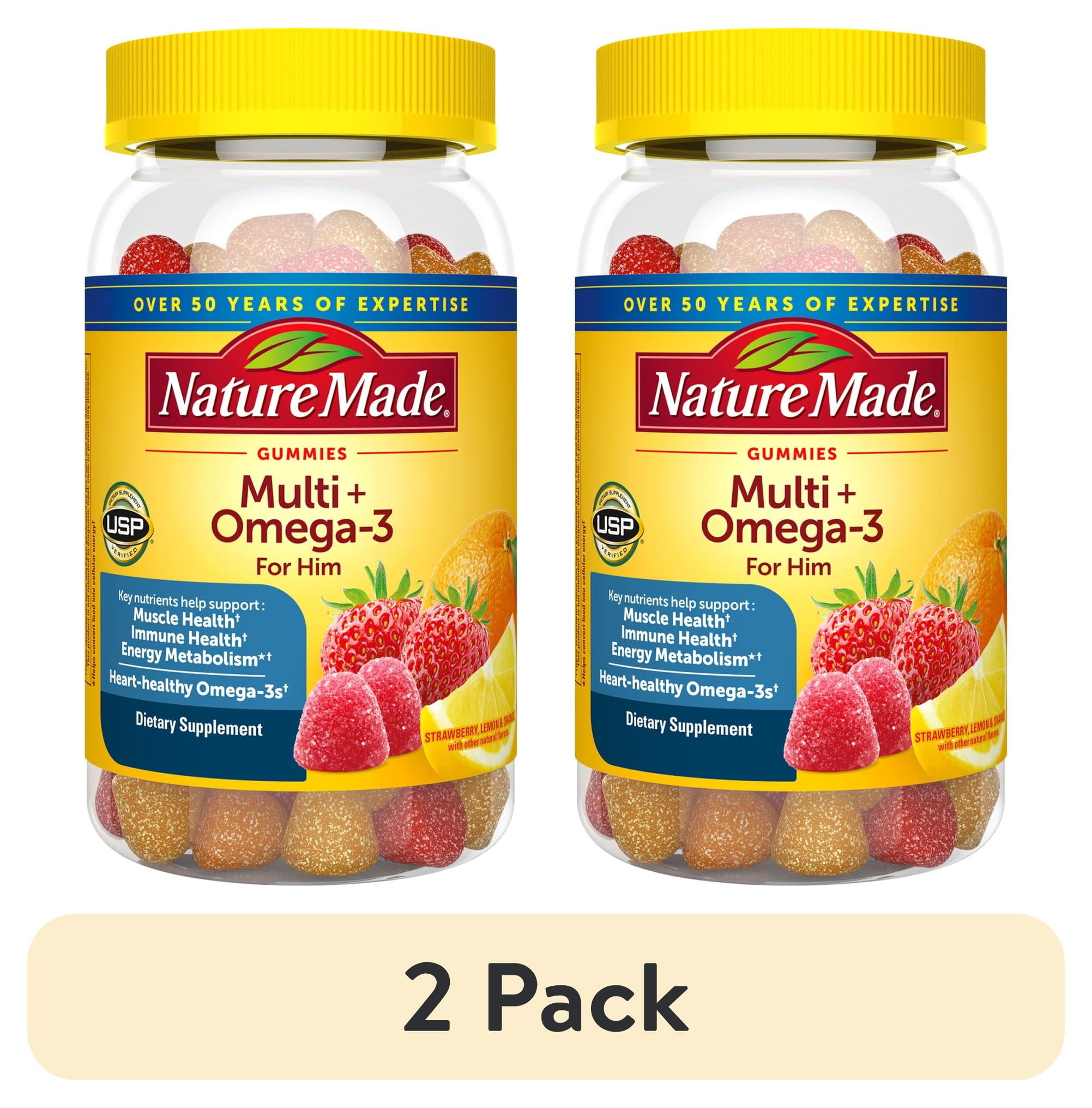 (2 pack) Nature Made Mens Multivitamin + Omega-3 Gummies for Daily ...