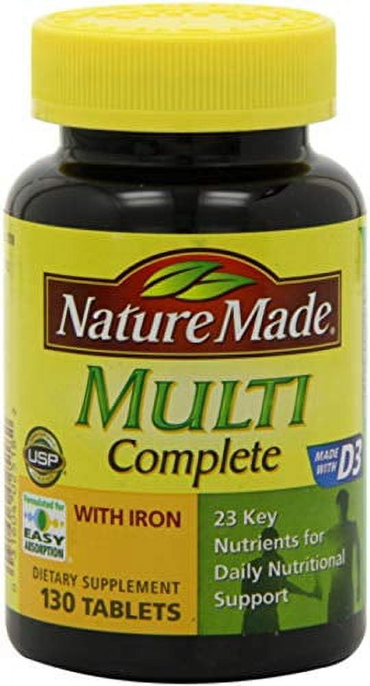 Nature Made Multi Complete Tablets, 130 Count, Pack of 5, Daily ...
