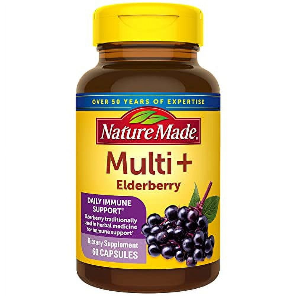 Nature Made Multi + Elderberry Capsules, Multivitamin for Women and Men ...