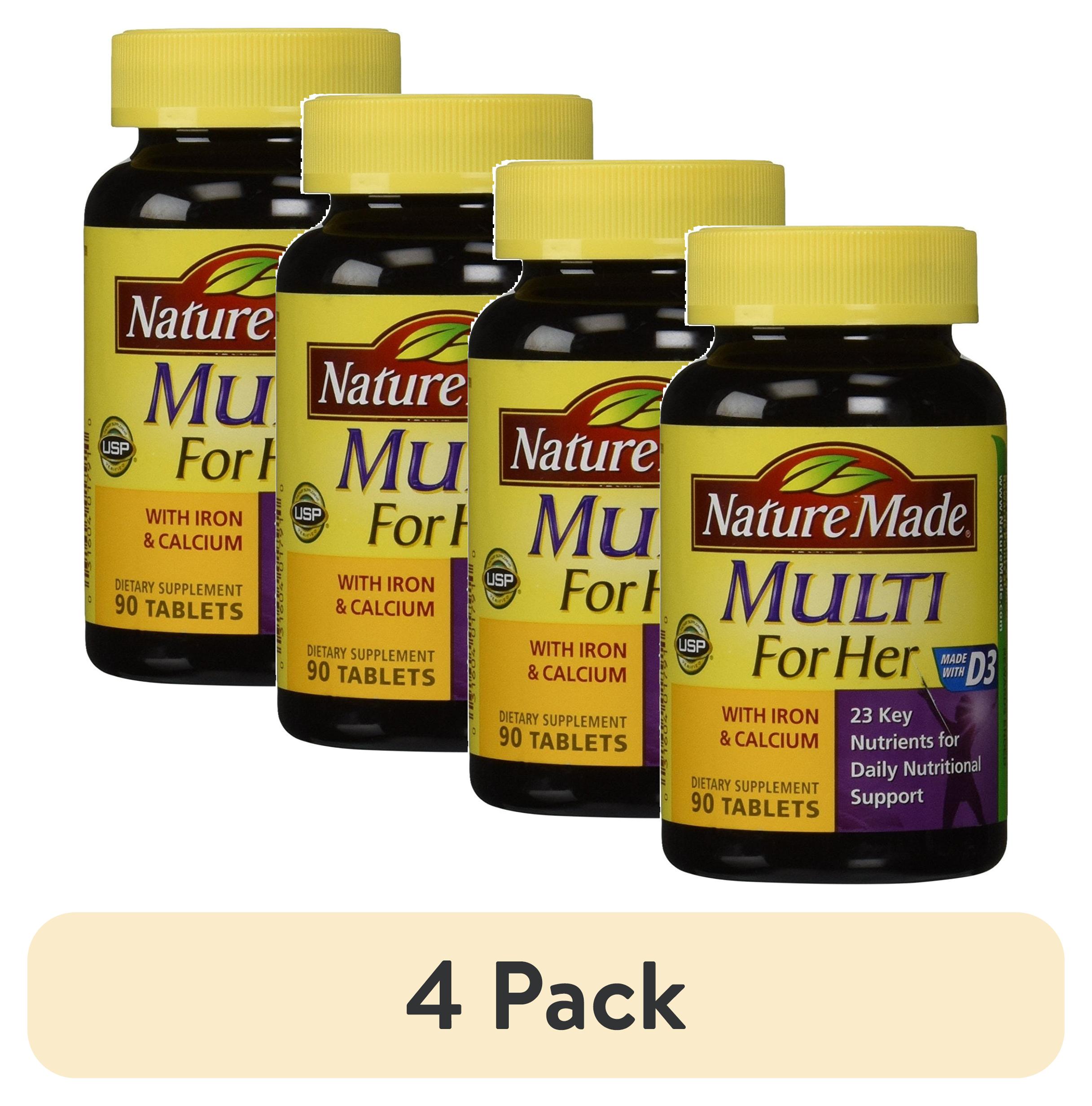 (4 pack) Nature Made Multi For Her Made with D3, with Iron and Calcium ...
