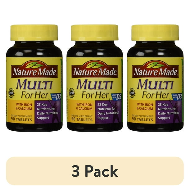 3 Pack Nature Made Multi For Her Made With D3 With Iron And Calcium