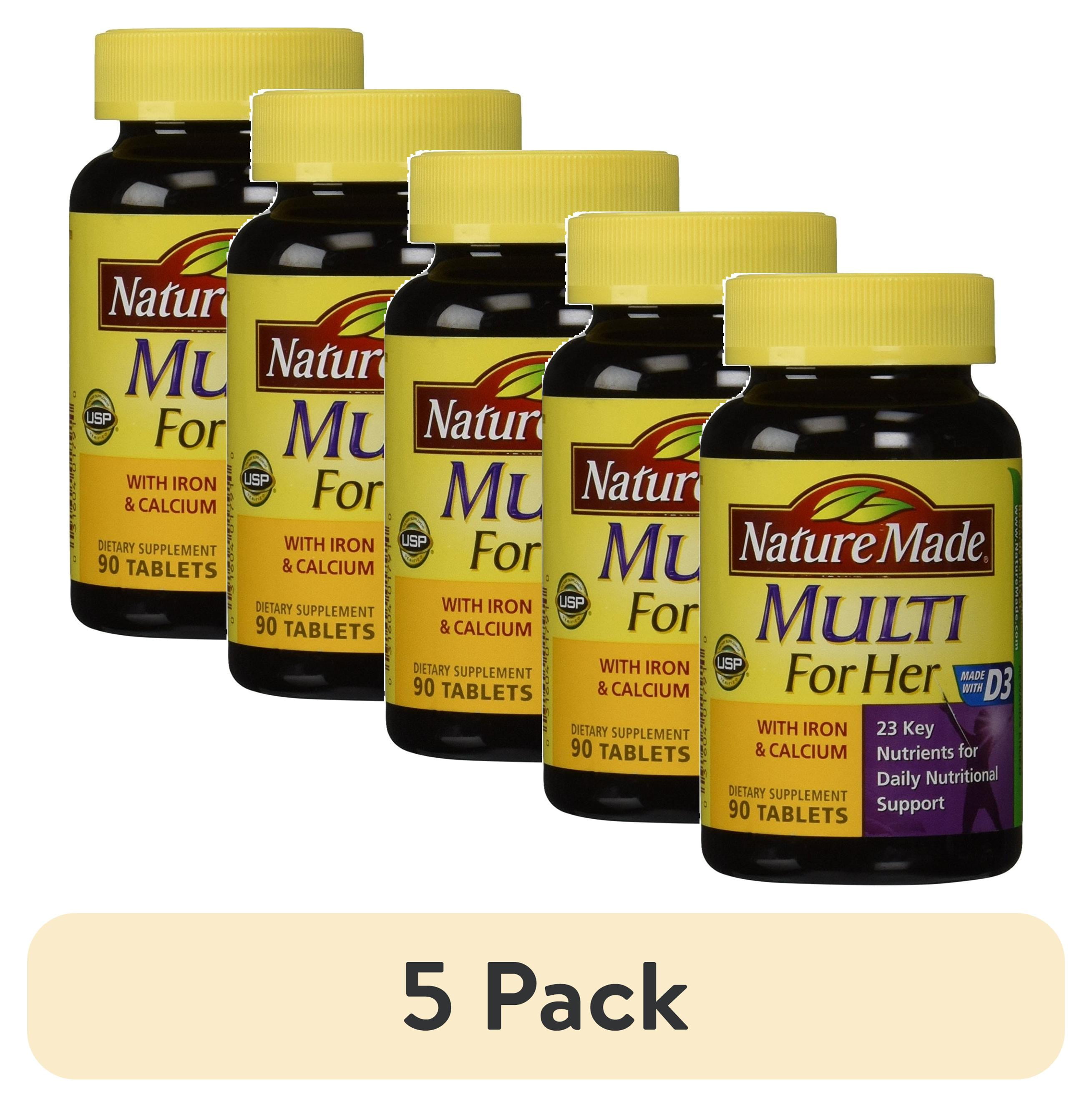(5 pack) Nature Made Multi For Her Made with D3, with Iron and Calcium ...