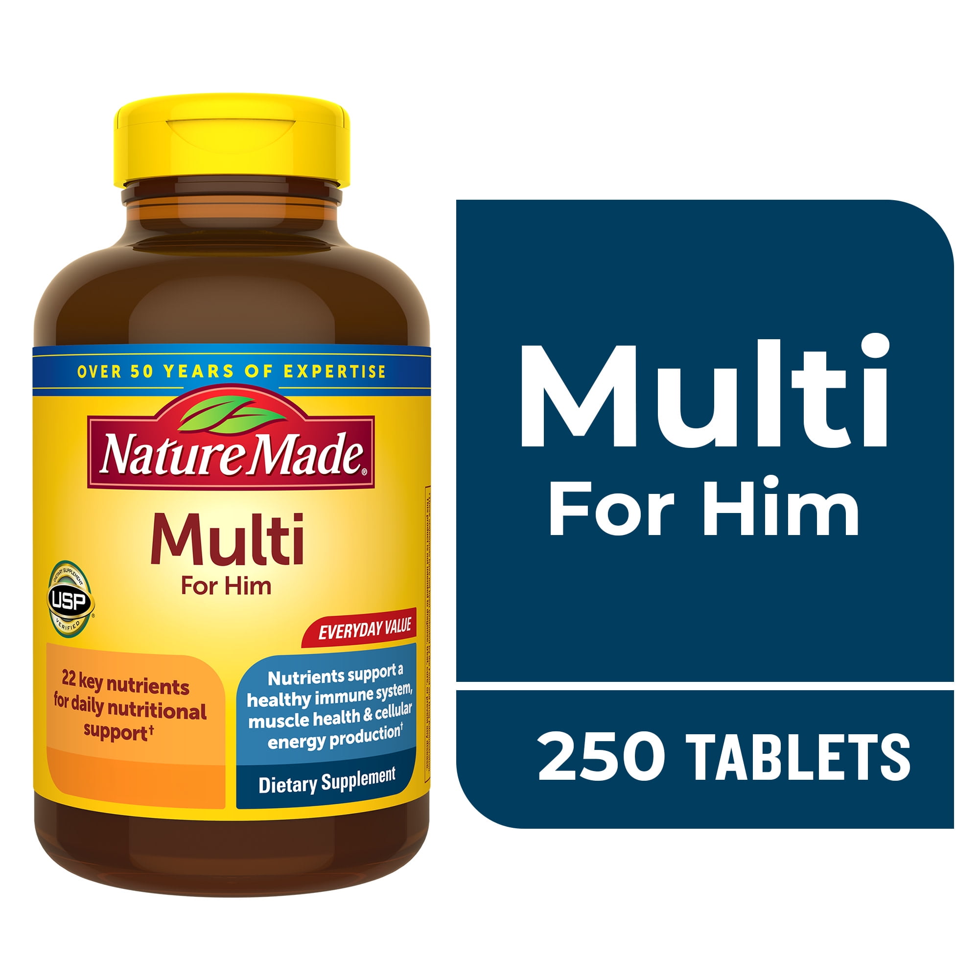 Nature Made Multi Vitamins For Men with No Iron Tablets, Mens Multivitamin, 250 Count - Walmart.com