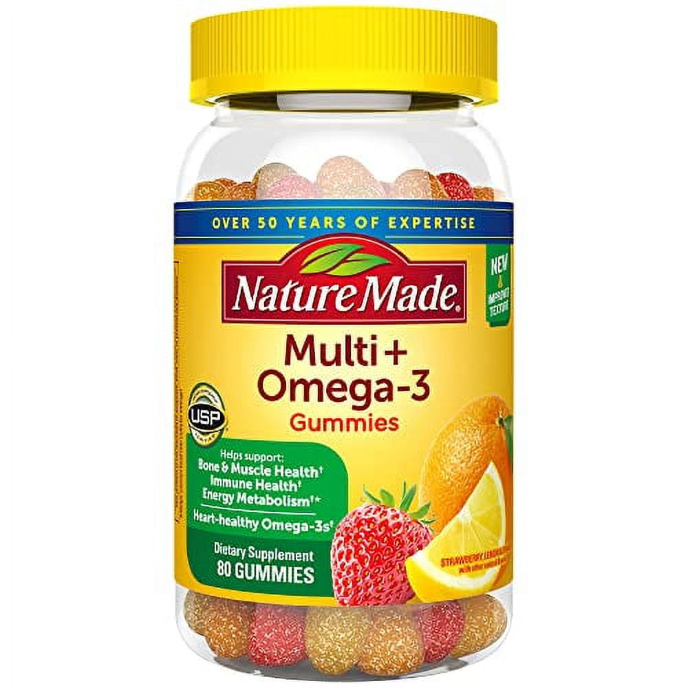 Nature Made Multivitamin + Omega-3 Chewable, 80 Gummies, 40 Day Supply ...