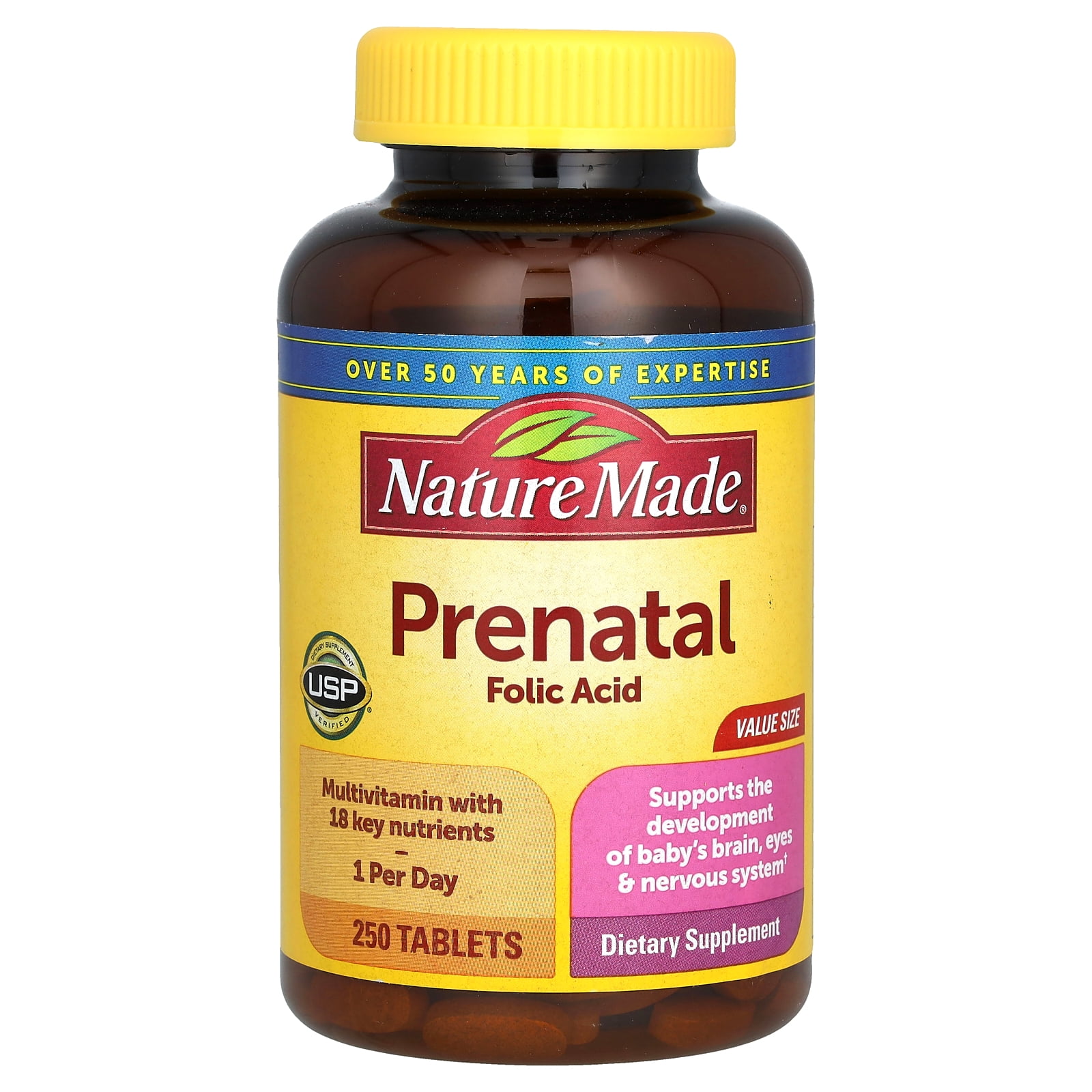 Nature Made Prenatal Vitamin Supplement with Iron, Folic Acid for ...