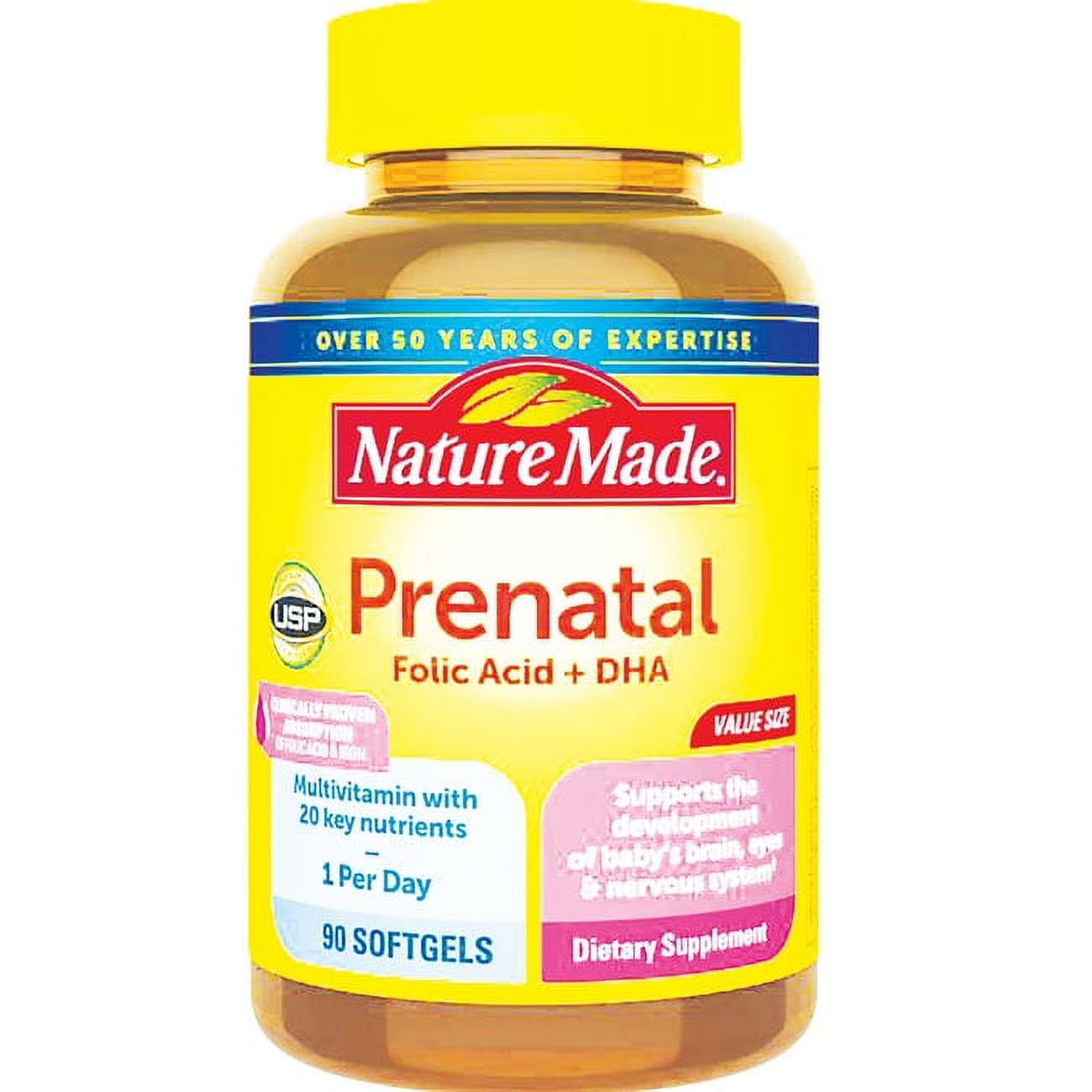 Nature Made Prenatal Folic Acid + Dha 90 Sgels - Walmart.com