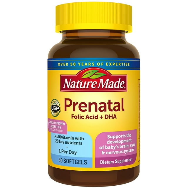 Nature Made Prenatal Plus Multivitamin with Folic Acid & DHA Softgels ...