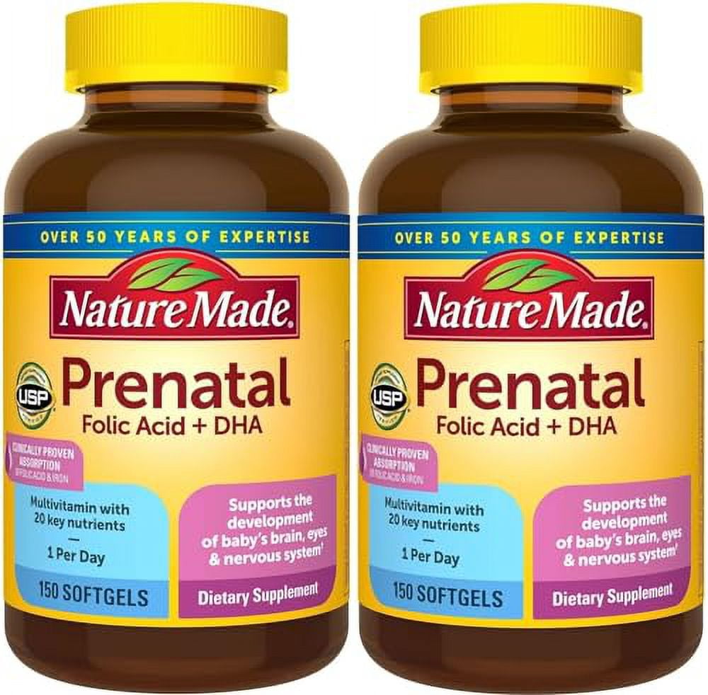 Nature Made Prenatal Multi + Dha, 200mg, 150 Softgels 2pack - Walmart.com