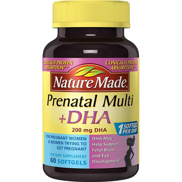 Nature Made Prenatal Vitamin + DHA Softgels with Folic Acid, Iodine and ...