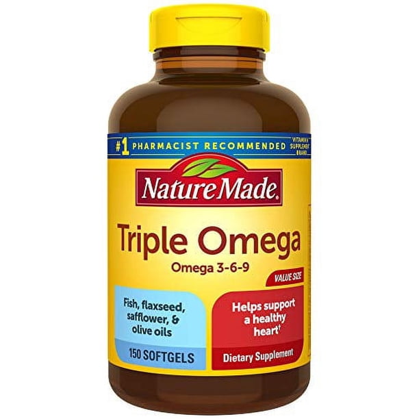 Nature Made Triple Omega 3-6-9, 150 Softgels Value Size, Omega ...