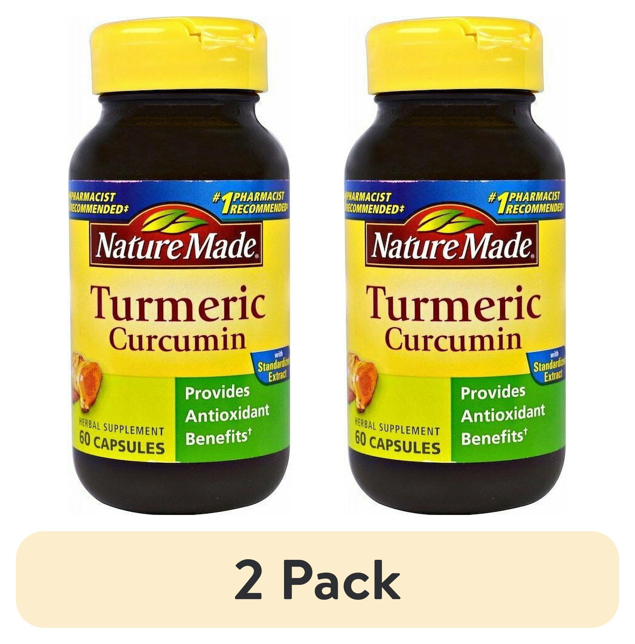 (2 pack) Nature Made Turmeric Curcumin 500 mg. Capsules Antioxidant 60 ...