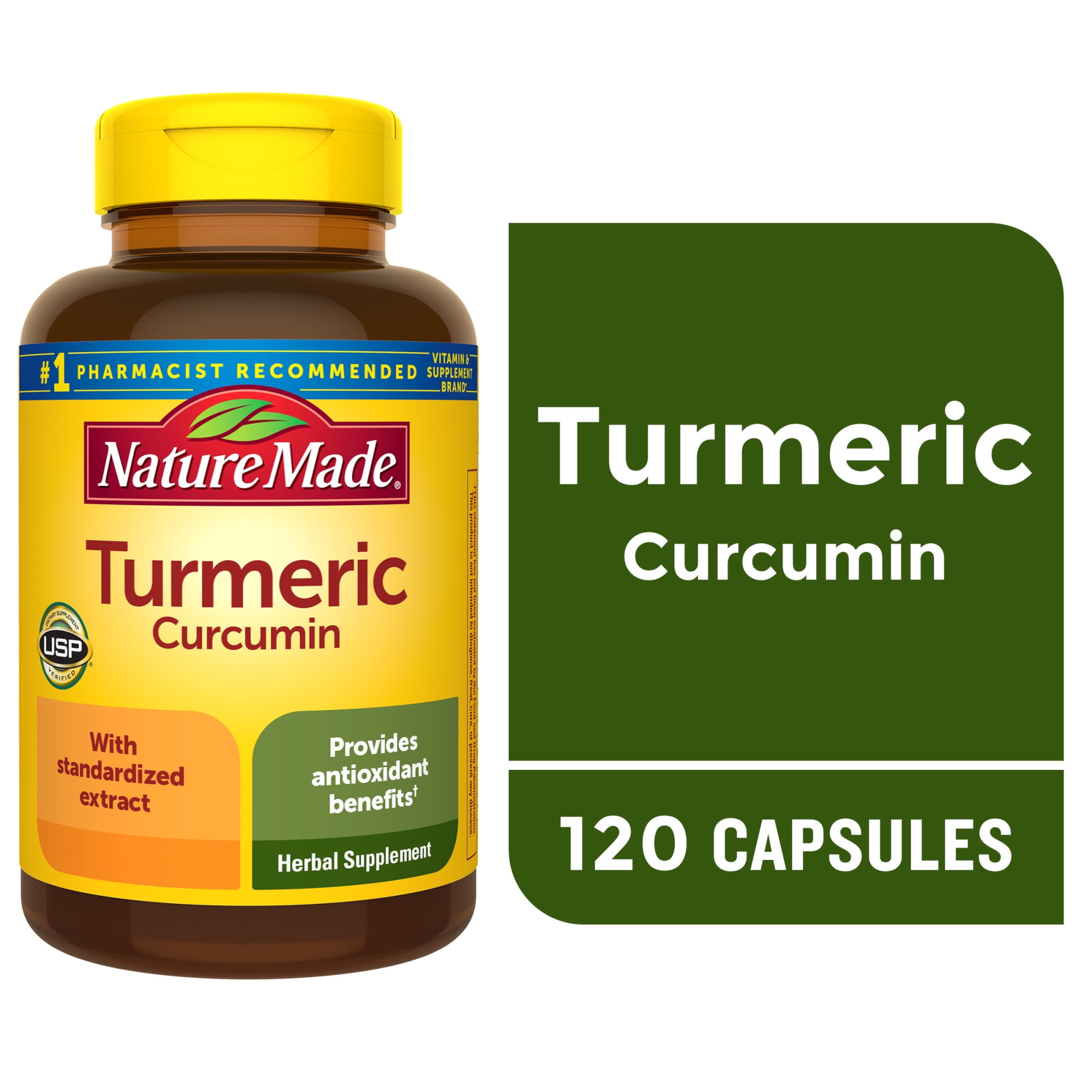 Nature Made Turmeric Curcumin 500 mg Capsules Herbal Supplement ...