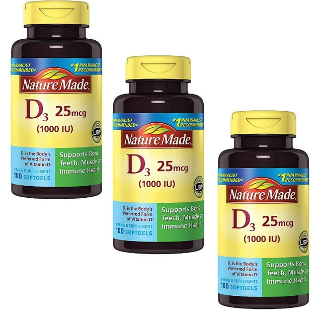 Nature Made Vit D-3 1000Iu, 100 CT (Pack of 3) By Visit the Nature Made ...
