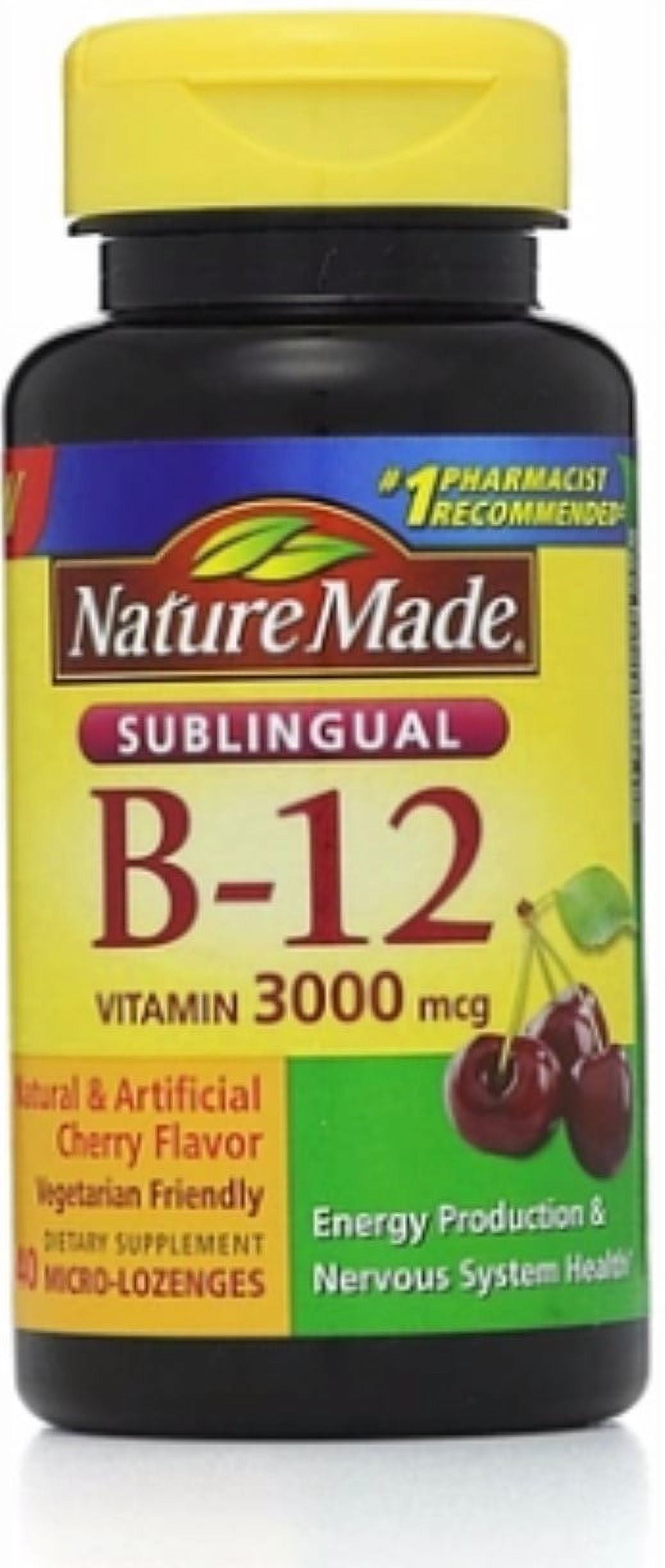 Nature Made Vitamin B-12 3000mcg, Sublingual Lozenges, Cherry 40 ea ...