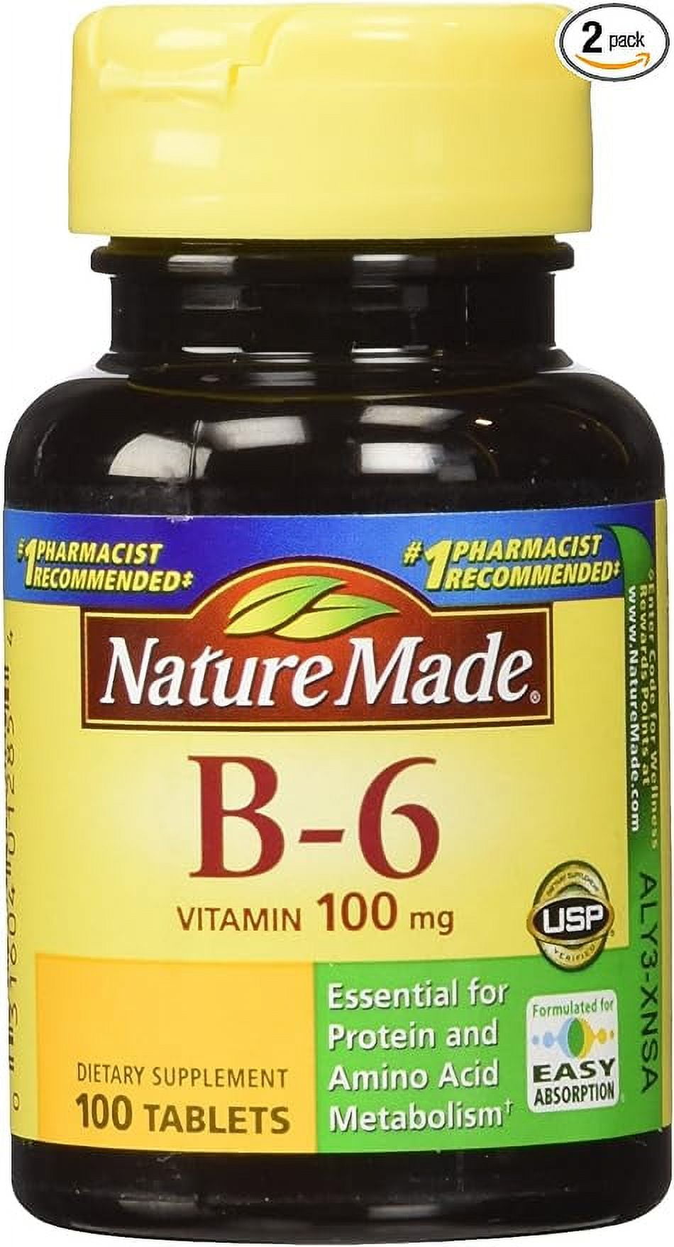 Nature Made Vitamin B-6 100 Mg, Tablets, 100-Count (Pack of 2 ...