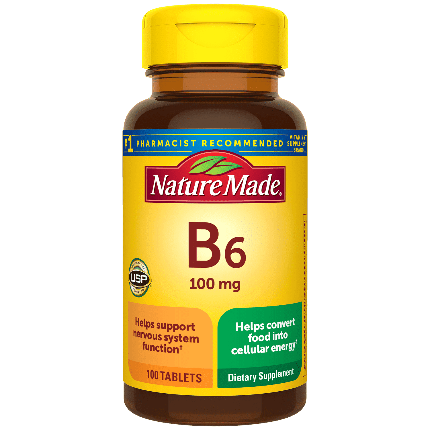 Nature Made Vitamin B-6 Tablets, 100 mg, Supports Energy Metabolism and ...