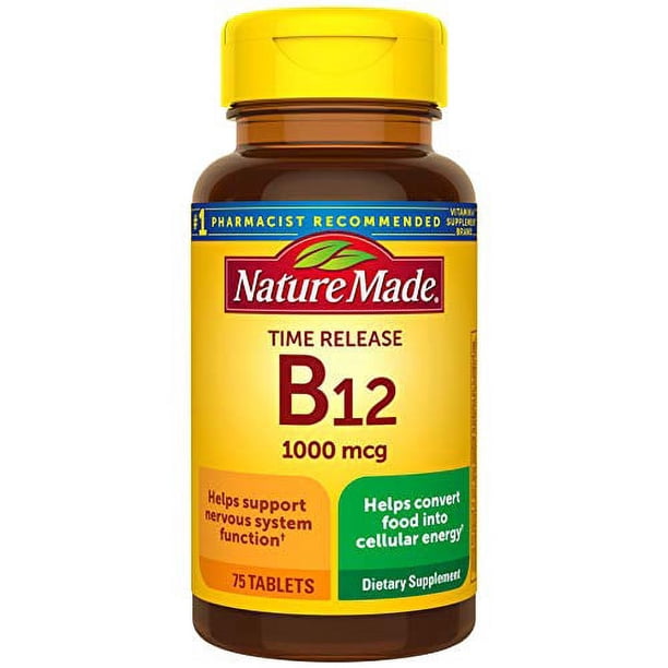 Nature Made Vitamin B12 1000 mcg Time Release Tablets, 75 Count ...