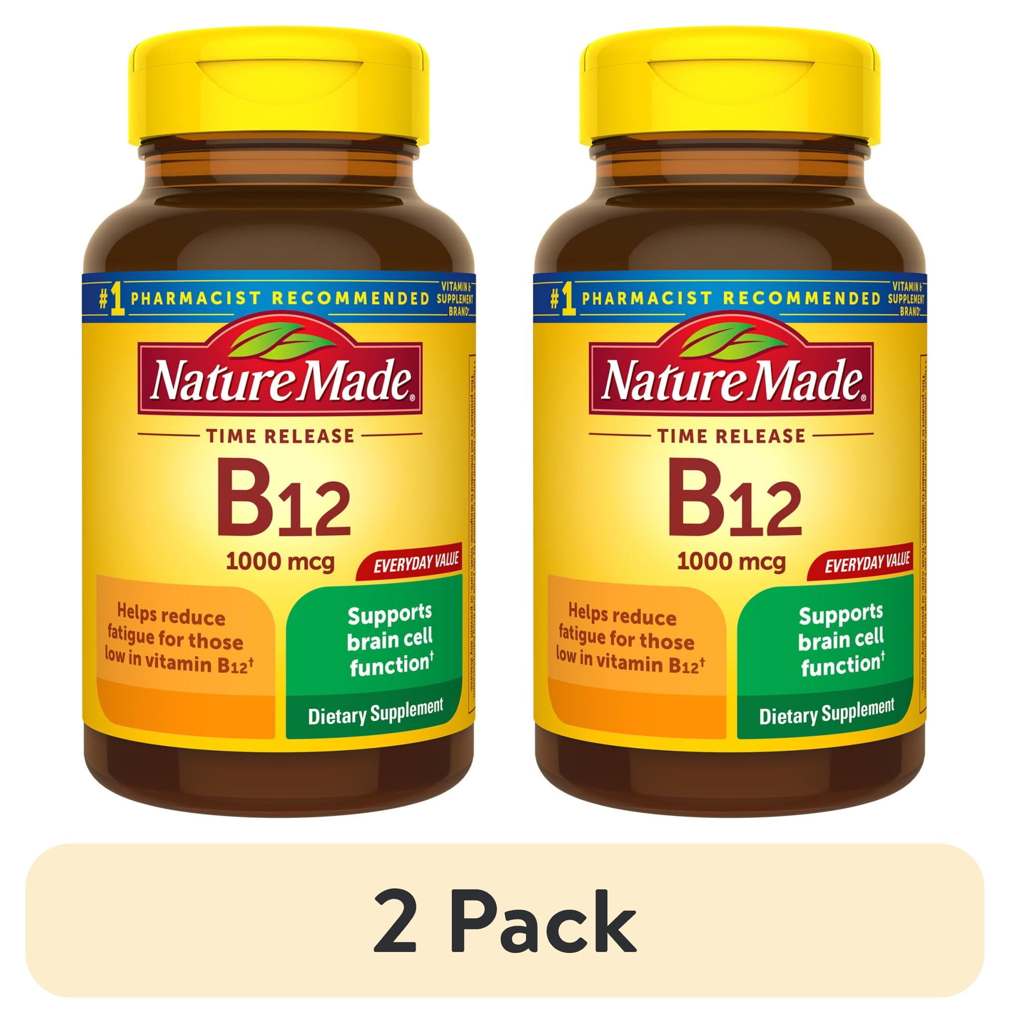 (2 pack) Nature Made Vitamin B12 1000 mcg Time Release Tablets, Dietary ...
