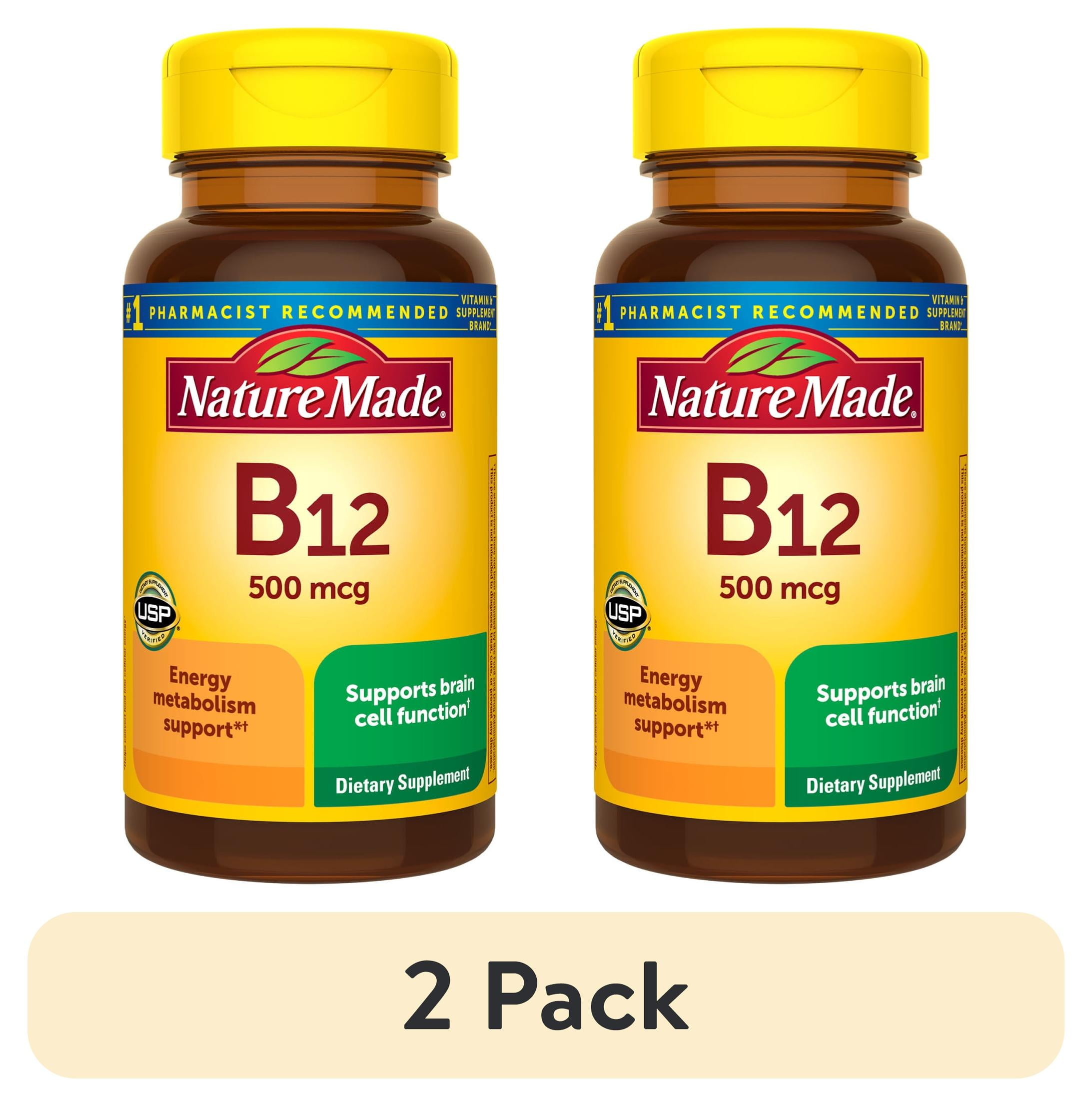 (2 pack) Nature Made Vitamin B12 500 mcg Tablets, Dietary Supplement, 100 Count - Walmart.com