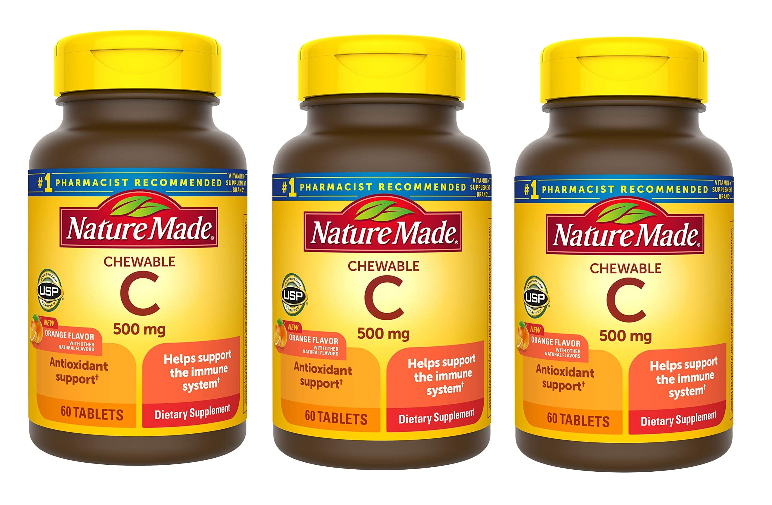 Nature Made Vitamin C 500 mg, 60 Chewable Tablets , 3 Packs - Walmart.com