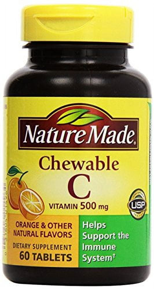 Nature Made Vitamin C 500 mg Chewable Tablets, Orange 60 ea (Pack of 4 ...