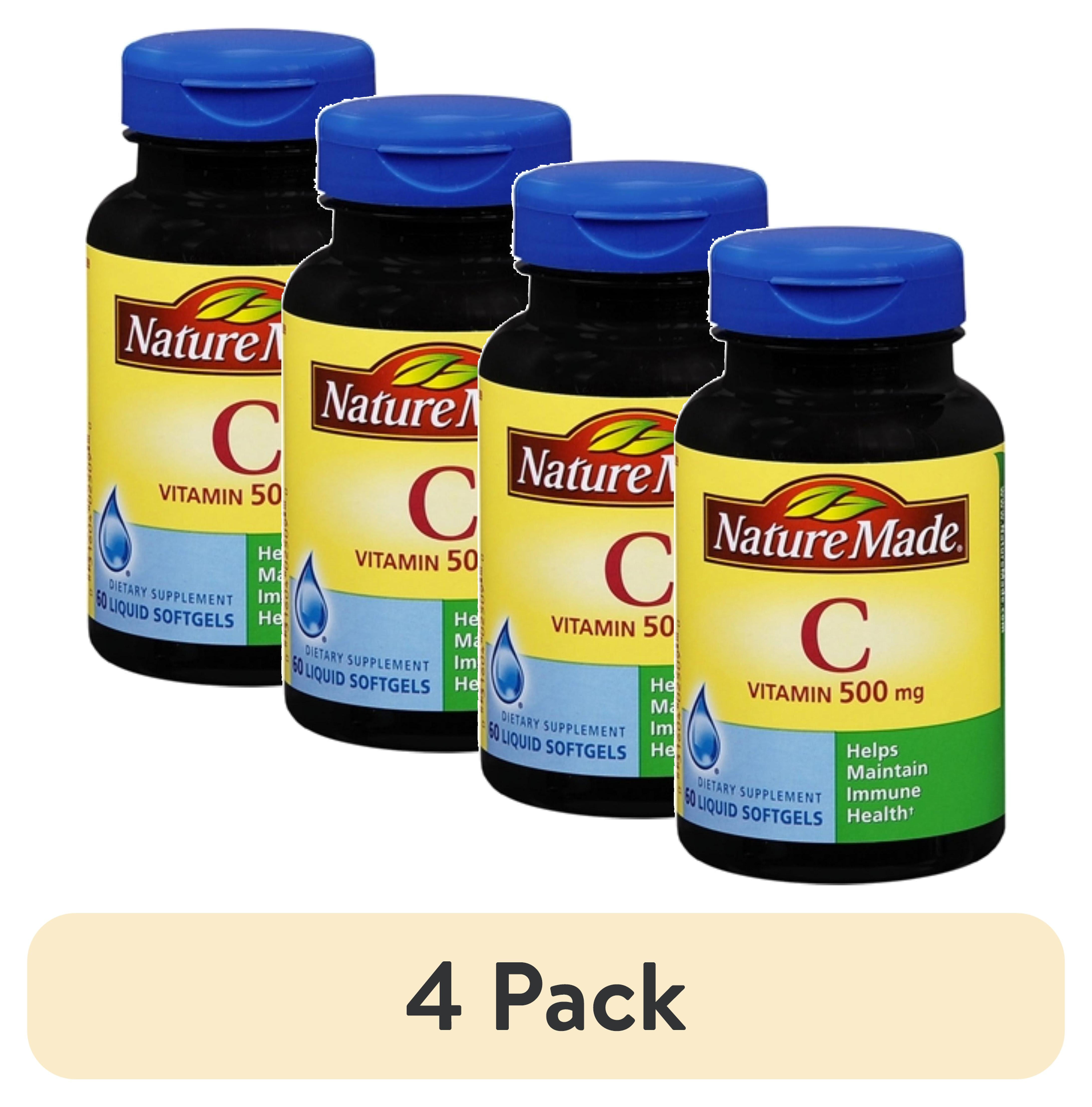 (4 pack) Nature Made Vitamin C 500 mg Liquid Softgels 60 Soft Gels ...