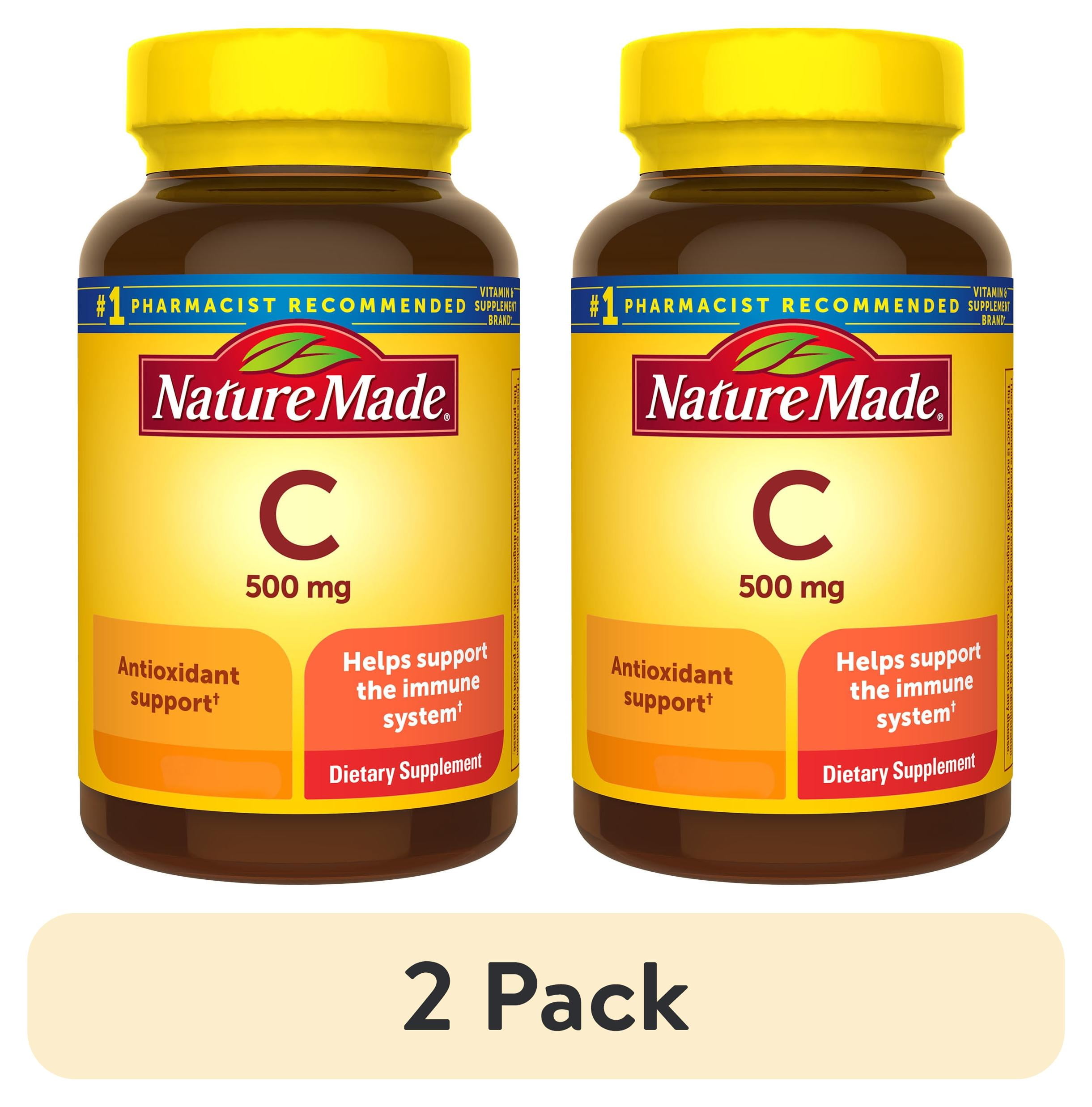 (2 pack) Nature Made Vitamin C 500 mg Tablets, Dietary Supplement for ...