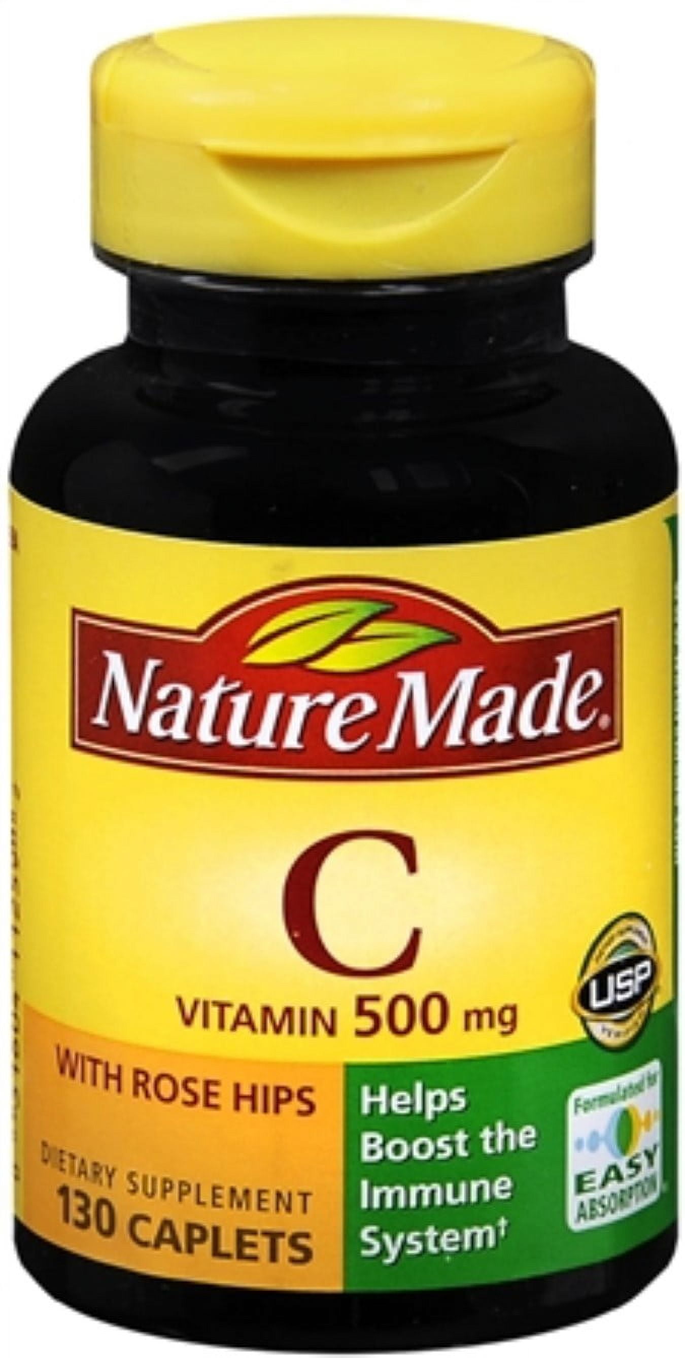 Nature Made Vitamin C 500 mg Tablets With Rose Hips 130 Tablets (Pack ...