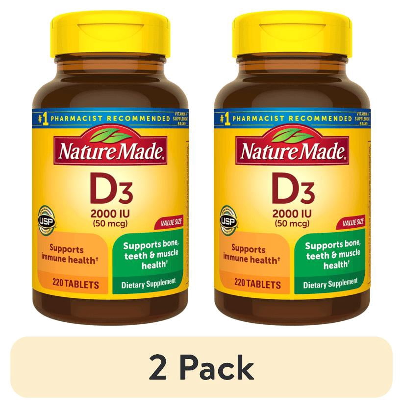 (2 pack) Nature Made Vitamin D3 2,000 Iu 220 Tabs - Walmart.com