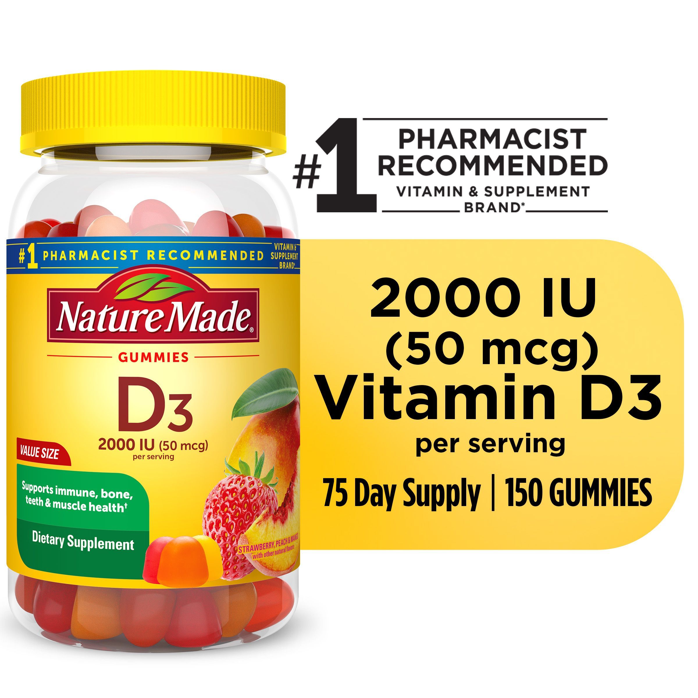 Zhou Nutrition Vitamin D3 K2 Gummies Bone and Heart Health Formula ...