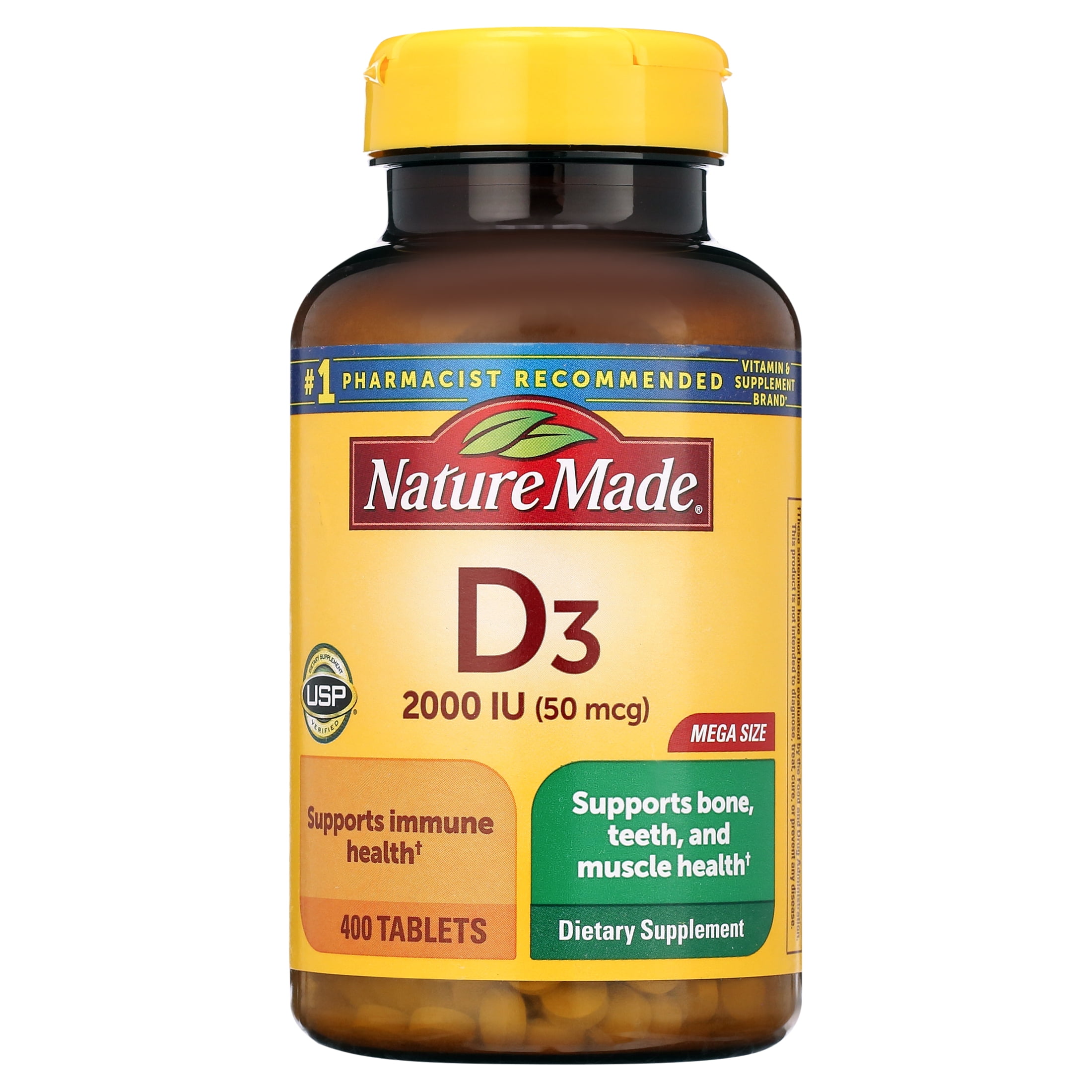 Nature Made Vitamin D3 Supplement, 2000 IU 50 mcg, Immune and Bone ...