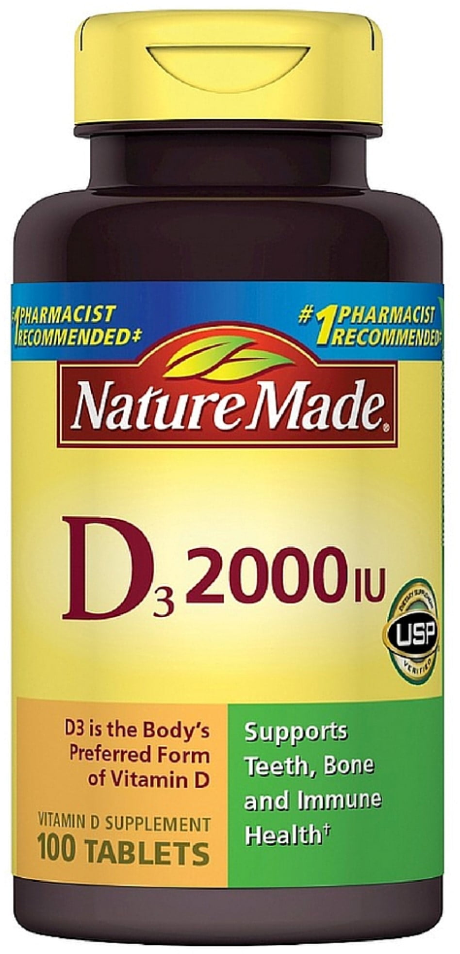 Nature Made Vitamin D3 2000 IU Tablets 100 ea (Pack of 4) - Walmart.com
