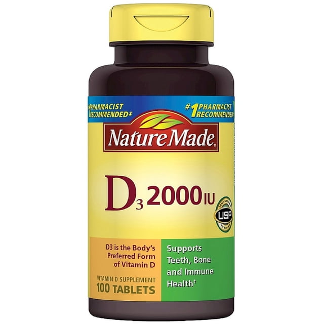 Nature Made Vitamin D3 2000 IU Tablets 100 ea (Pack of 4) - Walmart ...