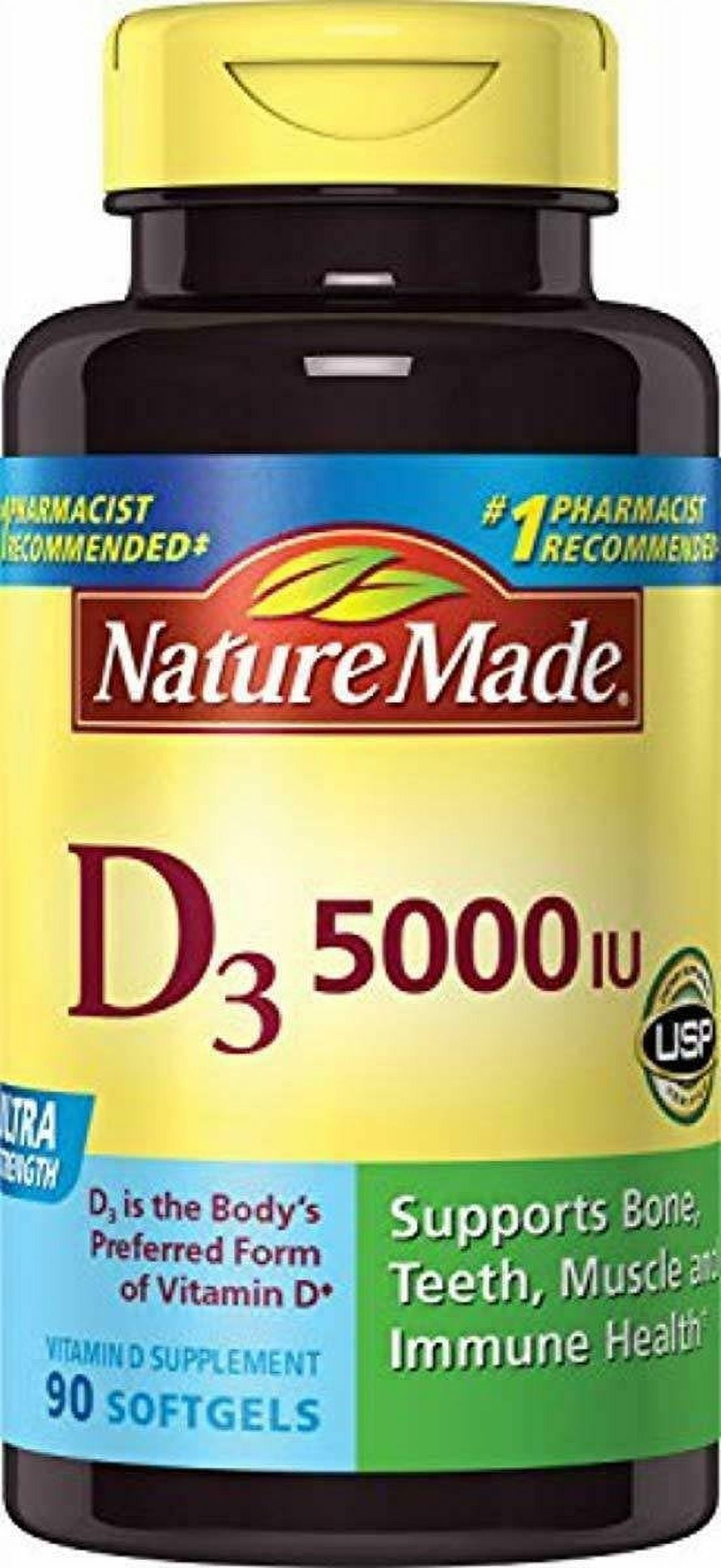Nature Made Vitamin D3 5000 IU Ultra Strength Supports Immune Health ...