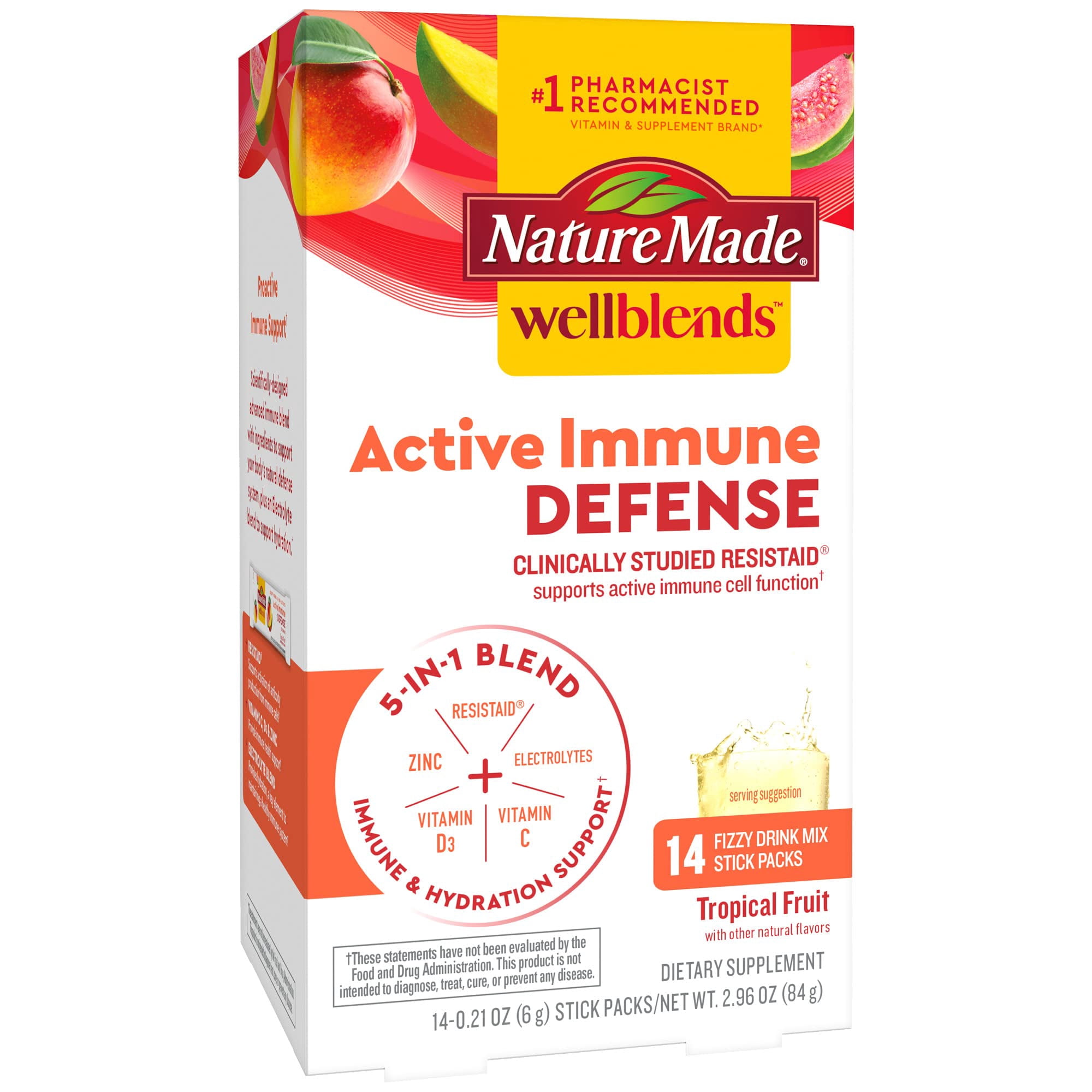 Nature Made Wellblends Active Immune Defense Fizzy Drink Mix, ResistAid ...