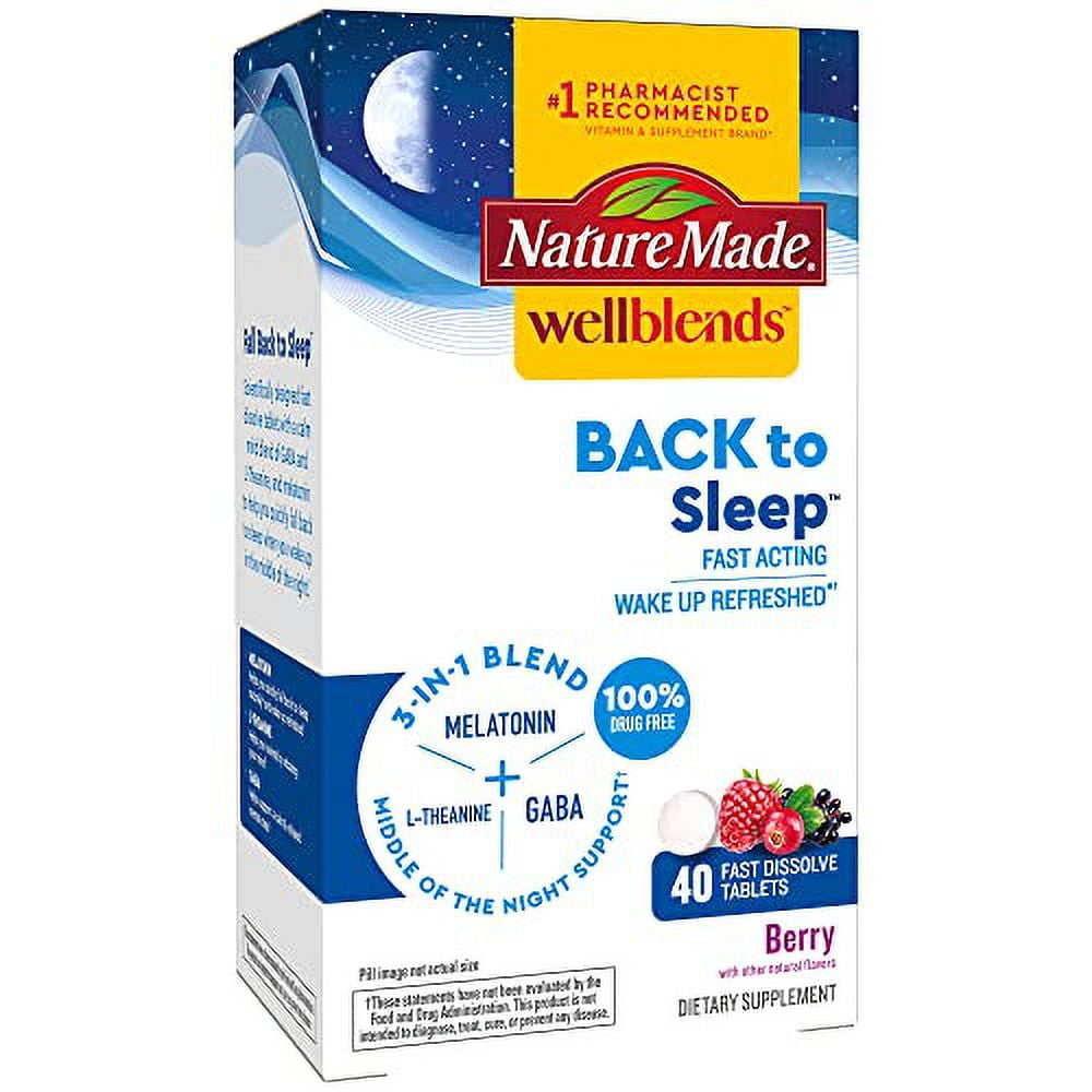 Nature Made Wellblends Back to Sleep, Melatonin 1 mg, L theanine 100 mg ...