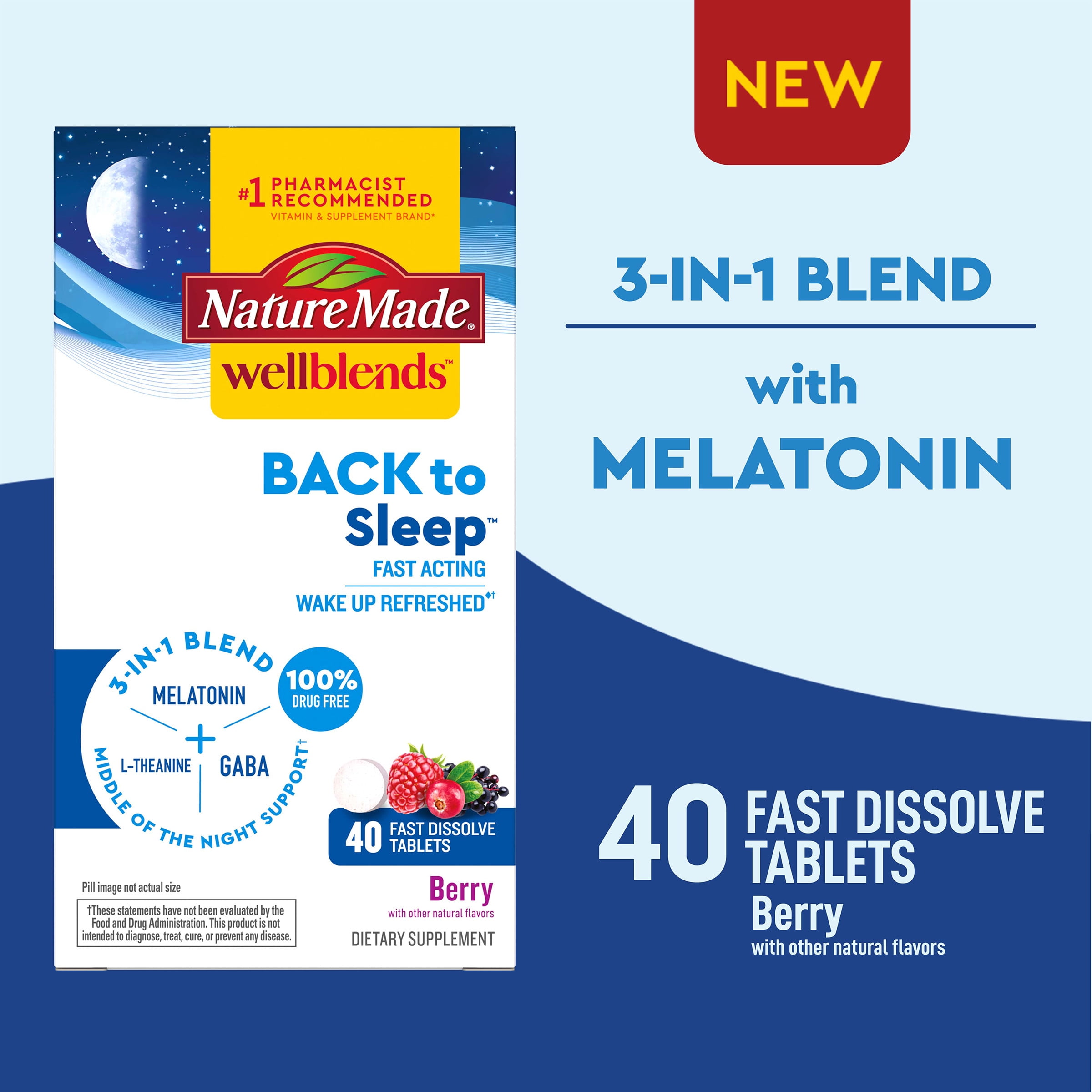 Nature Made Wellblends Sleep Aid Tablets for Adults, Calming Blend with ...
