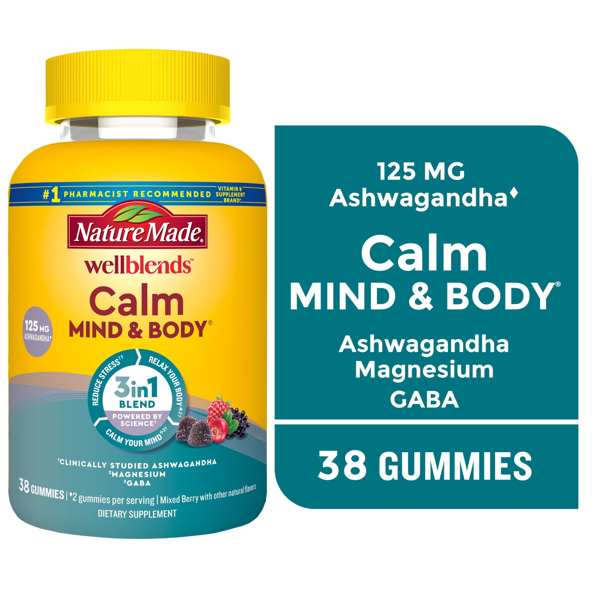 Nature Made Wellblends Calm Mind & Body, Magnesium Citrate, Ashwagandha ...