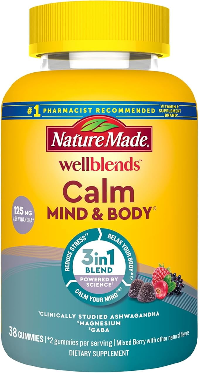 Nature Made Wellblends Calm Mind and Body Gummies, Magnesium ...